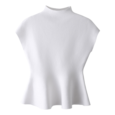 HAMYIHO荷叶边半高领短袖T恤修身