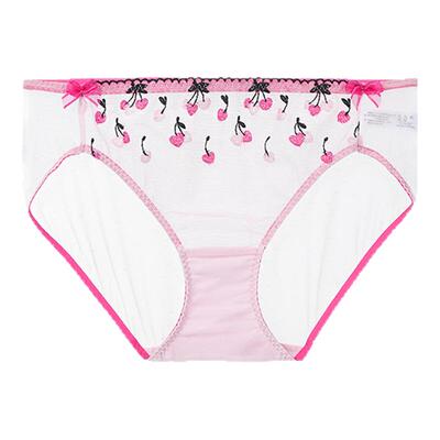 芬狄诗商场同款内裤女樱桃刺绣网纱中腰舒适包臀三角裤F300587