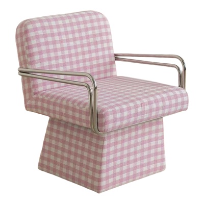 设计师款可旋转客厅阳台家用懒人沙发椅现代简约蓝格子休闲沙发椅