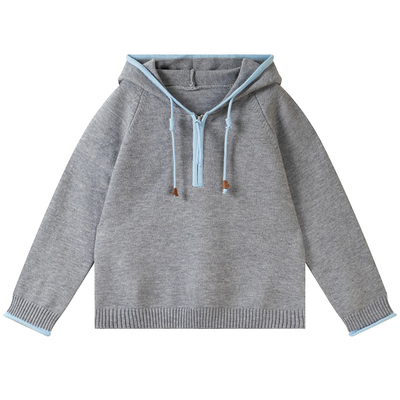 复古弹力显瘦撞色百搭连帽针织衫