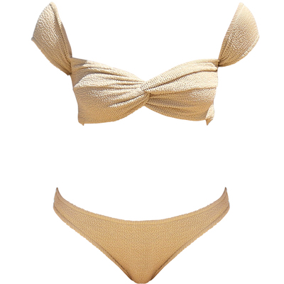 valtos泡泡纱抹胸度假分体泳衣