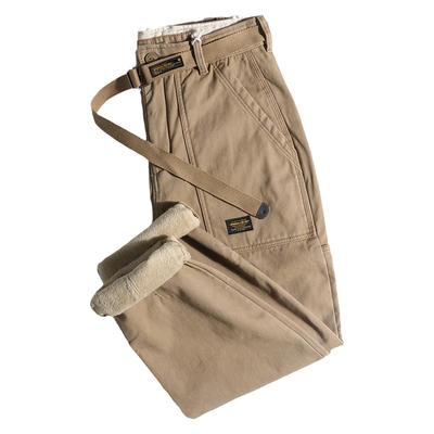 秋冬男纯棉工装加绒裤韩版潮流流