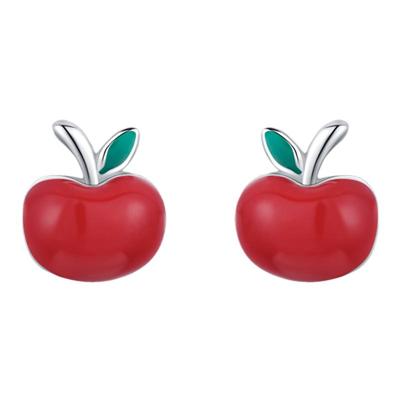 摩典925银森系红苹果平安夜耳钉