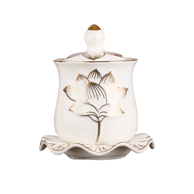 陶瓷供水杯莲花杯居家佛前供奉