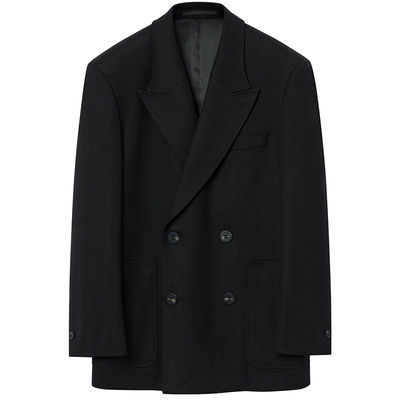 JDV商场同款黑色双排扣西装外套