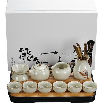 米黄汝窑茶具套装高档家用喝茶