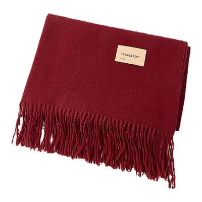 三福纯色软糯流苏围巾 气质时尚柔软冬季氛围感长巾835509