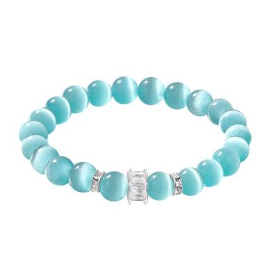 zeroline冰透蓝玻璃猫眼石手串女