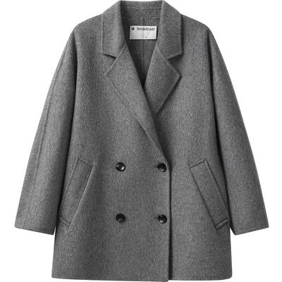 播商场同款双排扣短款羊毛呢外套女24冬新休闲宽松上衣BDR4AD3767