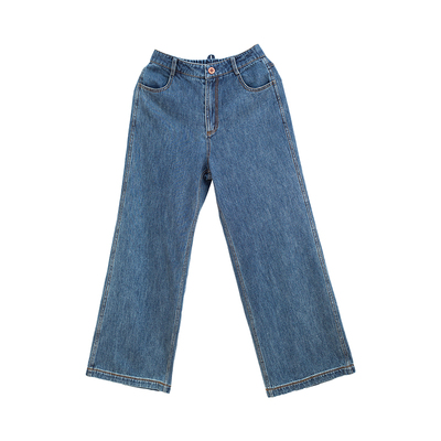 忘城A846座/春天里溜溜/定制土耳其靛蓝染丹宁牛仔裤微喇直筒长裤