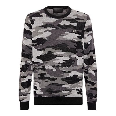 PHILIPP PLEIN 男士迷彩圆领针织衫毛衣