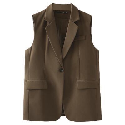 西装马甲大码韩版一粒扣外套女