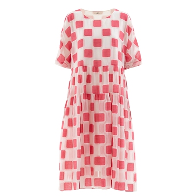 AUM噢姆夏季时尚减龄粉色格子娃娃裙显身材连衣裙女款