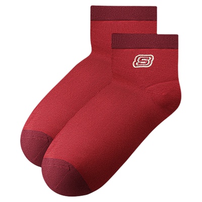 斯凯奇男款新年红色袜子舒适透气常运动袜短筒中筒袜休闲袜子短袜