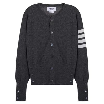 Thom Browne女士灰色条纹圆领针织开衫毛衣银泰百货精品 301574