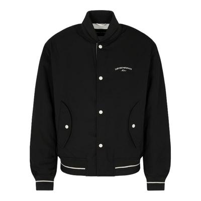 阿玛尼男士棒球领刺绣飞行员棉服