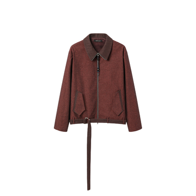 芸蚁〔红茶馆〕特殊亚麻匹马棉色织多形态腰带民族流苏夹克外套