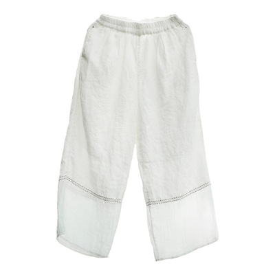 新品衣裤女苎麻亚麻拼接棉麻女装