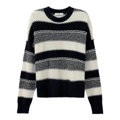 【商场同款】HPLY荷比俪秋冬季新款女慵懒条纹含山羊绒毛衣针织衫