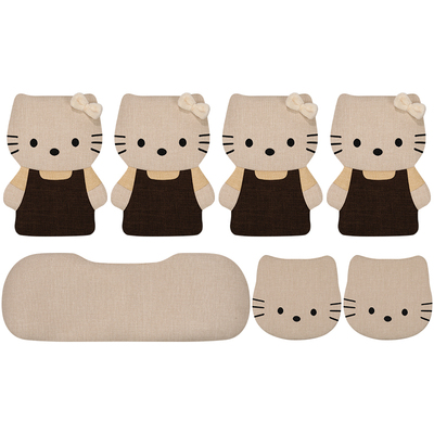 奥迪专用四季棉麻女卡通半包座套