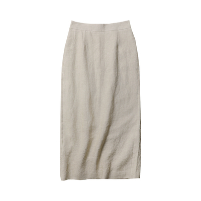 TANG TOWN  自制~夏日精品GAO级感重磅亚麻中长款后开叉半裙