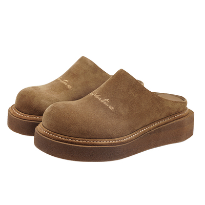 VITTORIO VENTURA薇薇燃 反绒牛皮一脚蹬勃肯厚底穆勒拖鞋