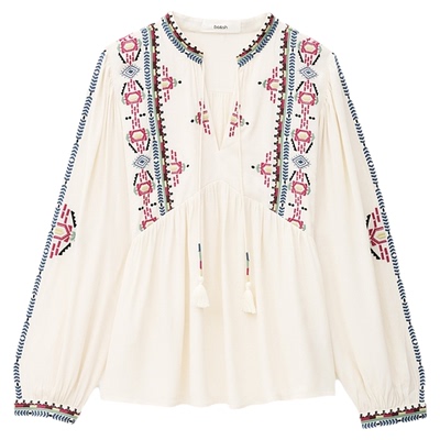 bash2026新款春季波西米亚民族风衬衫气质女度假上衣小衫1E26TILT