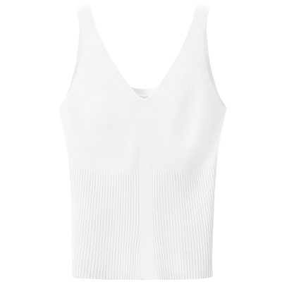 吕燕设计师V领螺纹针织背心