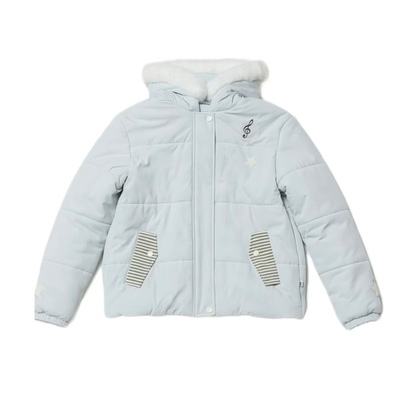 奶雾蓝连帽毛领棉服冬季保暖外套