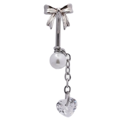 ins同款钛合金蝴蝶结珍珠耳钉