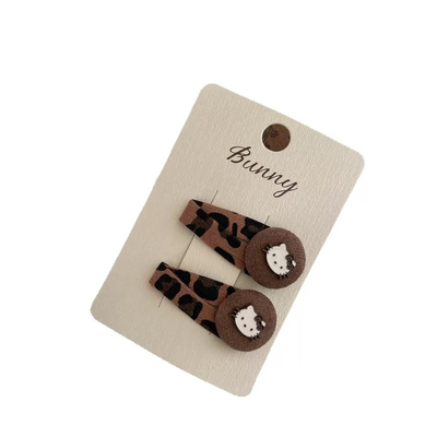 可爱猫咪豹纹高级感发夹