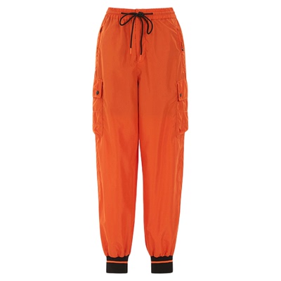 AUM噢姆春季街头酷帅长裤女橘色显瘦运动口袋长裤束脚工装裤