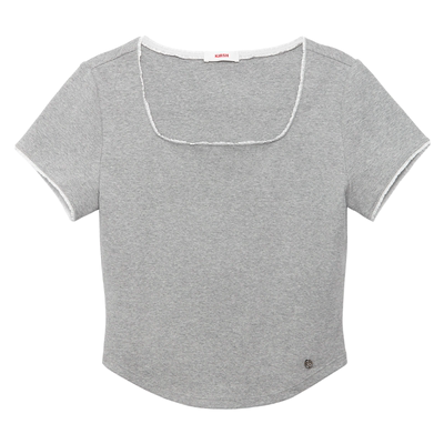 樱桃KIRSH韩系修身方领短袖T恤