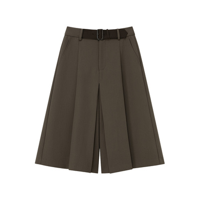 未冕26春季造型腰带A字七分裙裤