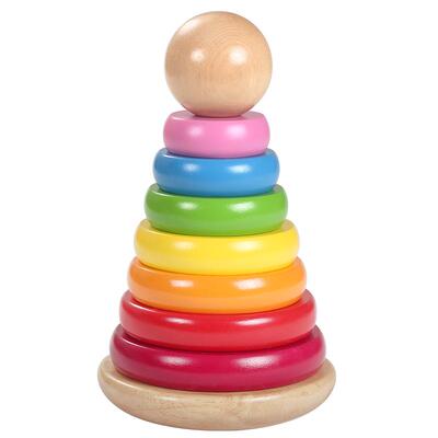 boby婴儿玩具不倒翁彩虹套圈