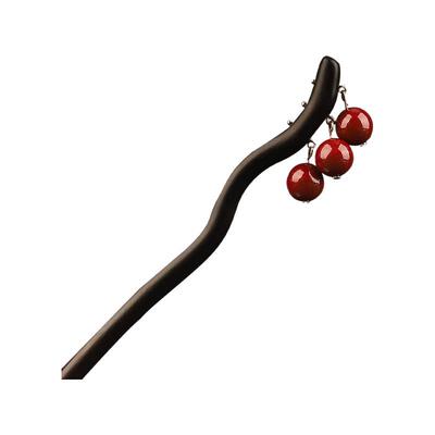 新中式朱砂黑檀流苏步摇发簪