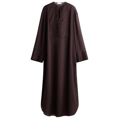 HM女装连衣裙冬季苎麻卡夫坦休闲时尚连身裙1294580