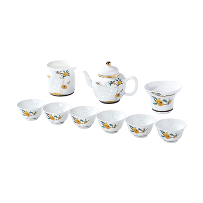 景德镇釉上贴花玲珑雕刻高温白瓷