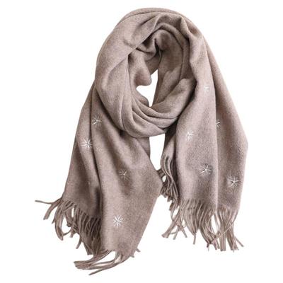 雪花刺绣围巾披肩两用女冬季送礼