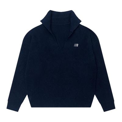 FDR官方店V领坑条毛衣针织衫