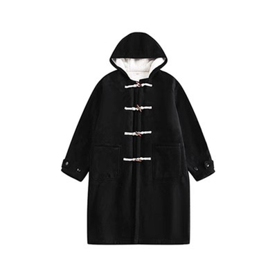 大衣中长款毛呢外套牛角扣复古