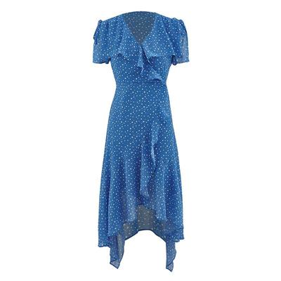 度假风荷叶边不规则连衣裙