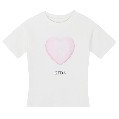 KTDA爱心字母圆领修身露脐辣妹