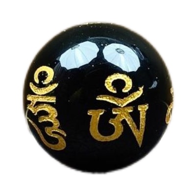 黑玛瑙烫金六字箴言散珠diy