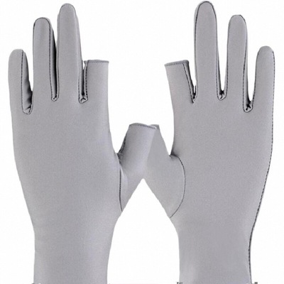 二指袖套长触屏夏季采茶防紫外线薄款冰丝弹力女士防晒手套52厘米