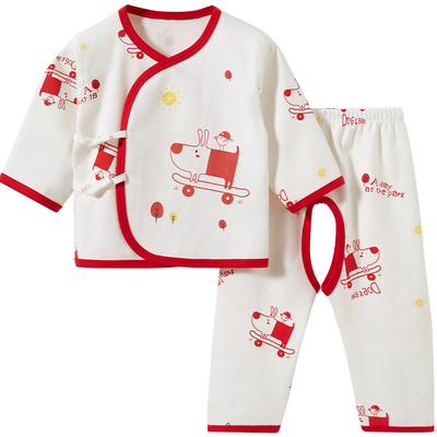 拉夏贝尔新生儿纯棉系带保暖套装