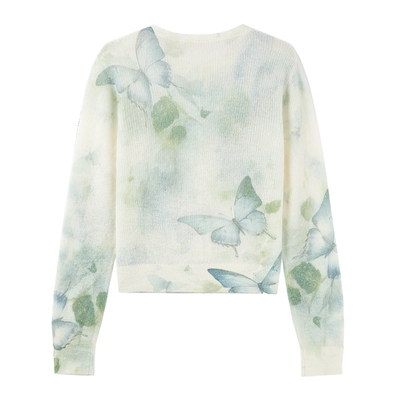 MISSCOCOON可可尼羊驼毛印花开衫