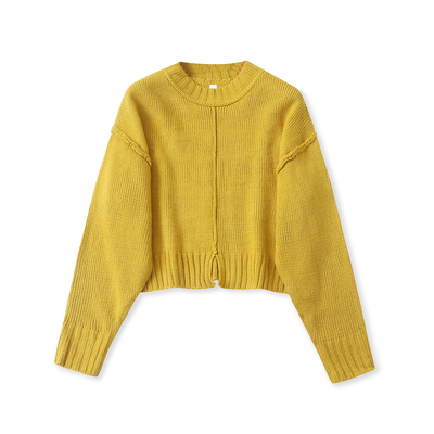 毛衣  秋季新款外贸女装时尚宽松半高圆领套头长袖纯色毛衣32120