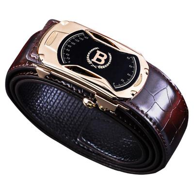 新款男士皮带鳄鱼纹自动扣时尚百搭中青年休闲商务潮流裤腰带简约