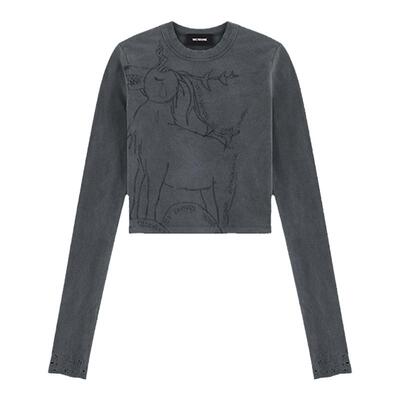 WE11DONE女士合身印花圆领长袖T恤